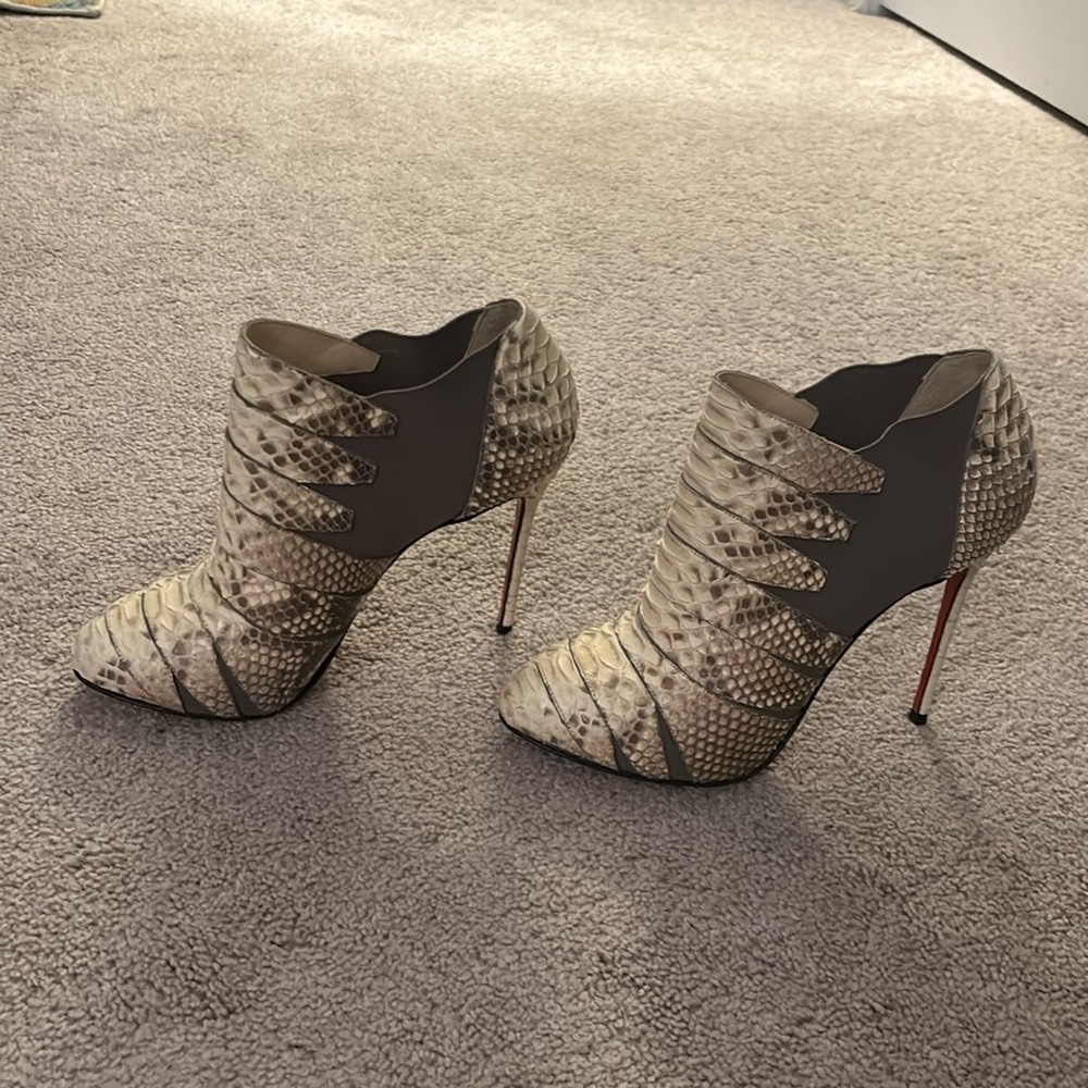 Christian Louboutin Python Slip On Booties - Gem